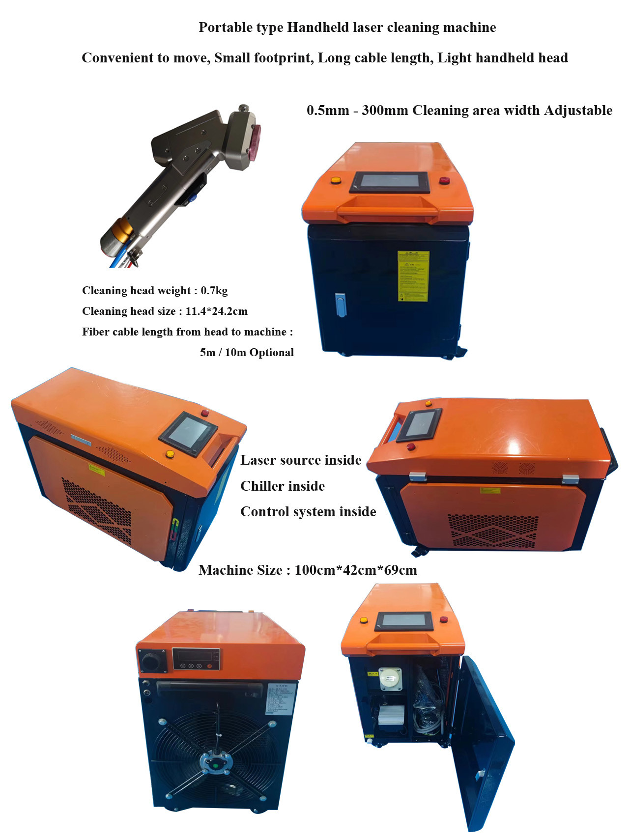 Portable 1000W Laser Rust Removal Gun For Paint Oil Stain Removal ...